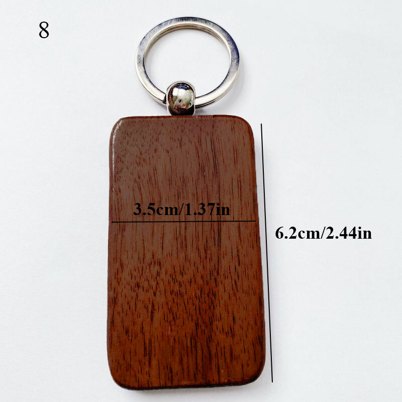 Wooden Keychain Rectangular Key Ring Car Bag Hanging Pendant Keychain ...