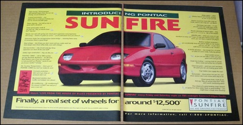 1995 Pontiac Sunfire 2-Page Print Ad Car Automobile Auto Advertisement ...