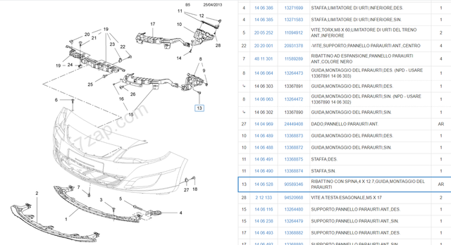 9x originale Gm/opel 90589346 NIETEN Stossfänger vorne 1406528 Mokka ...