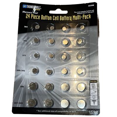 24 Piece Button Cell Battery, Multi Pack, Thunderbolt Magnum, New ...