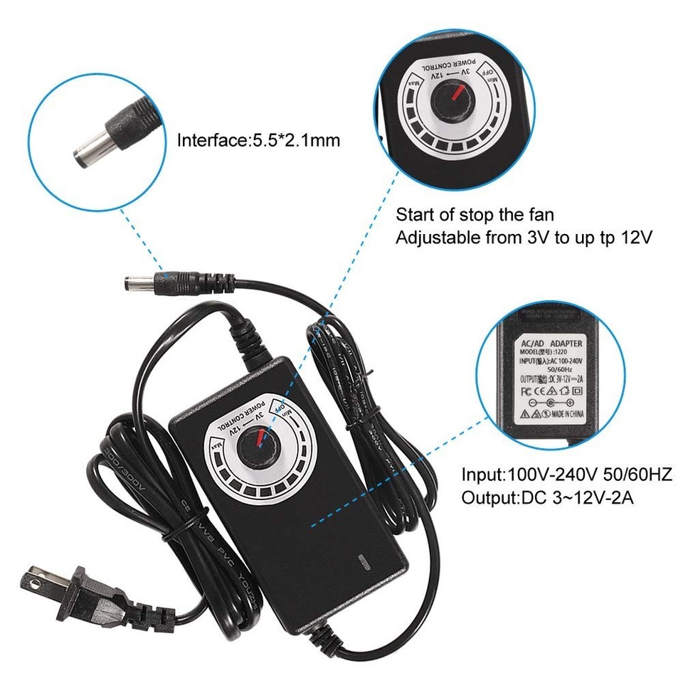Computer Fan with AC Plug 120mm x 25mm EC Axial Fan AC 110V 115V 120V ...