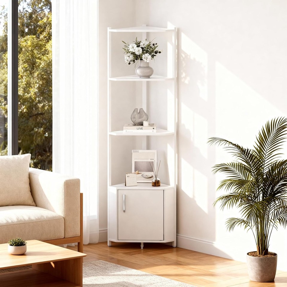 5Tier LED Corner Shelf Stand for Bedroom Living Room Industrial Corner ...