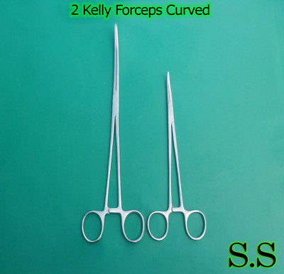 2 Pieces Kelly Hemostat Forceps Curved 8" & 10" Surgical Instruments | eBay