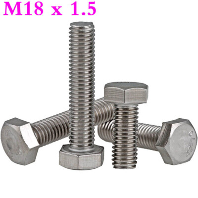 M18 x 1.5 Fine Thread Stainless Steel Fully Threaded Hex Head Bolts ...