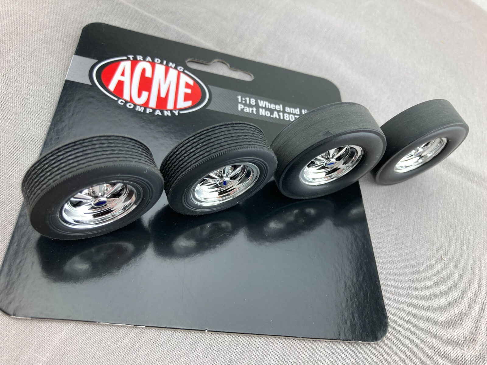 1:18 Acme Highway 61 Chrome Cragar Street Strip Drag Wheel & Tire Set ...