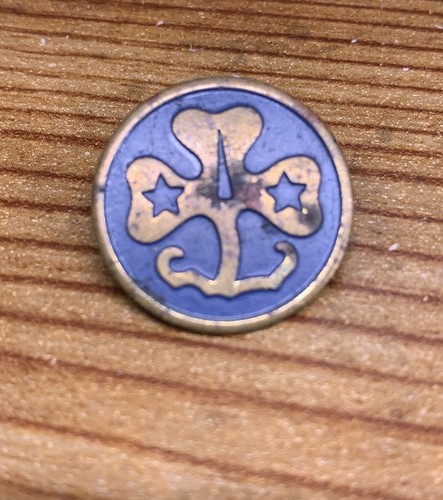 Girl Scouts Gold Tone Trefoil Badge Pin Blue Enamel World Association ...