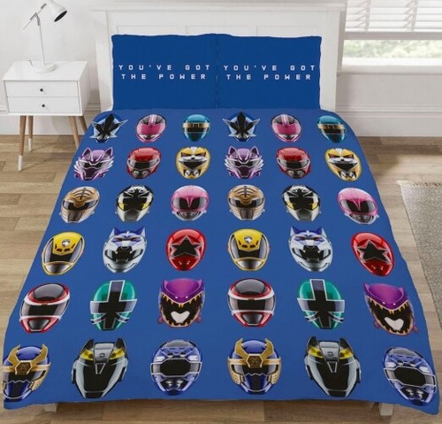 Double Bed Duvet Cover Set Power Rangers 'Helmets' Reversible Character ...