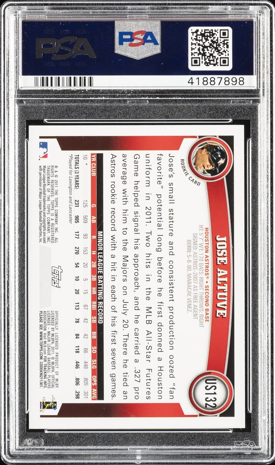 2011 TOPPS UPDATE #US132 JOSE ALTUVE ROOKIE RC PSA 10 | eBay