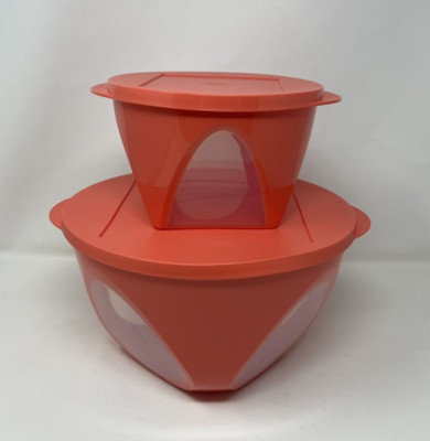 Tupperware Set of 2 Windows Bowl Vision 2.5 and 4.3 Liters Color: Red ...