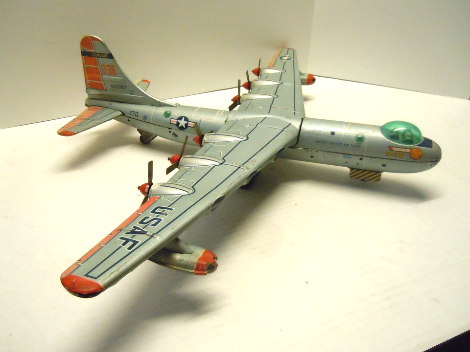 Vintage 1950s Japan 26” Yonezawa USAF Convair B-36 Tin Friction ...