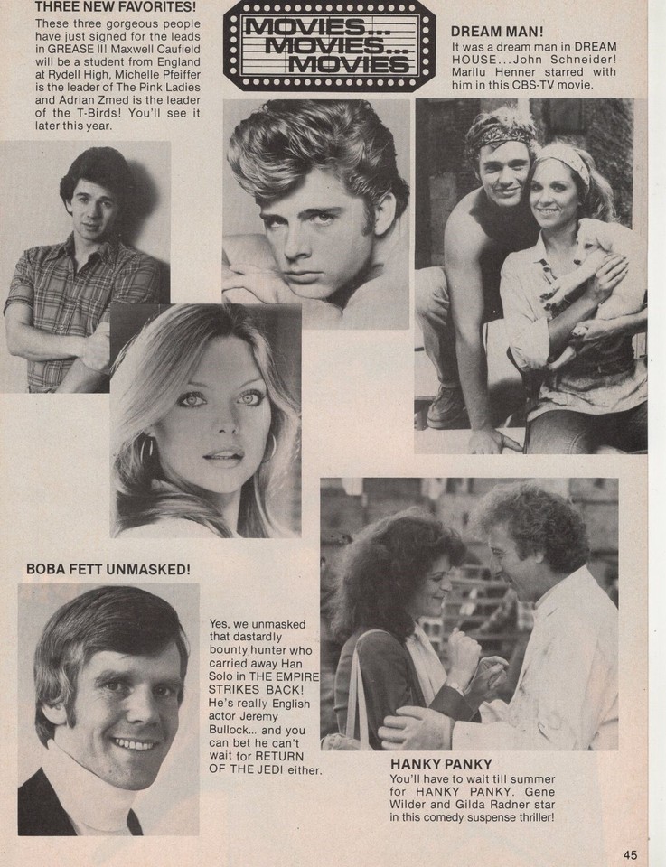 Ralph Macchio pinup Adrian Zmed Maxwell Caulfield Michelle Pfeiffer ...