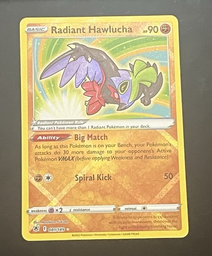 Pokemon Card Radiant Hawlucha 081/189 Swsh10: Astral Radiance Radiant ...