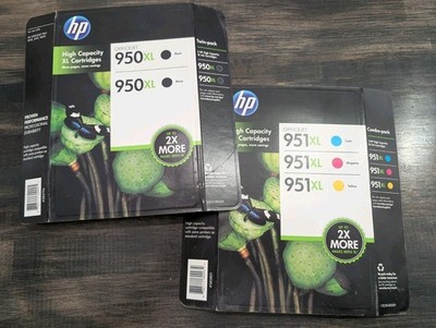 Genuine HP 950XL Black (2 Pack) & 951XL Tri-Color Ink Cartridge EXPIRED ...