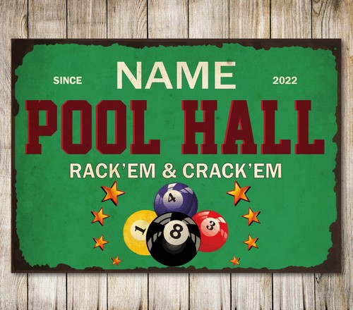 Personalised Pool Sign Billiard Decor Hall Custom Vintage Wall Metal ...