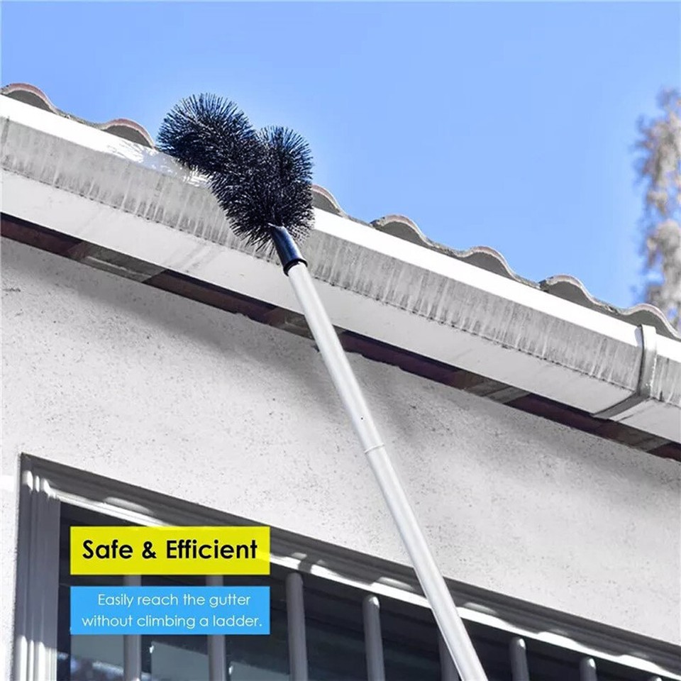 Gutter Cleaning Brush Roofing Tool with Pole 7.8FT for Long Splicing ...
