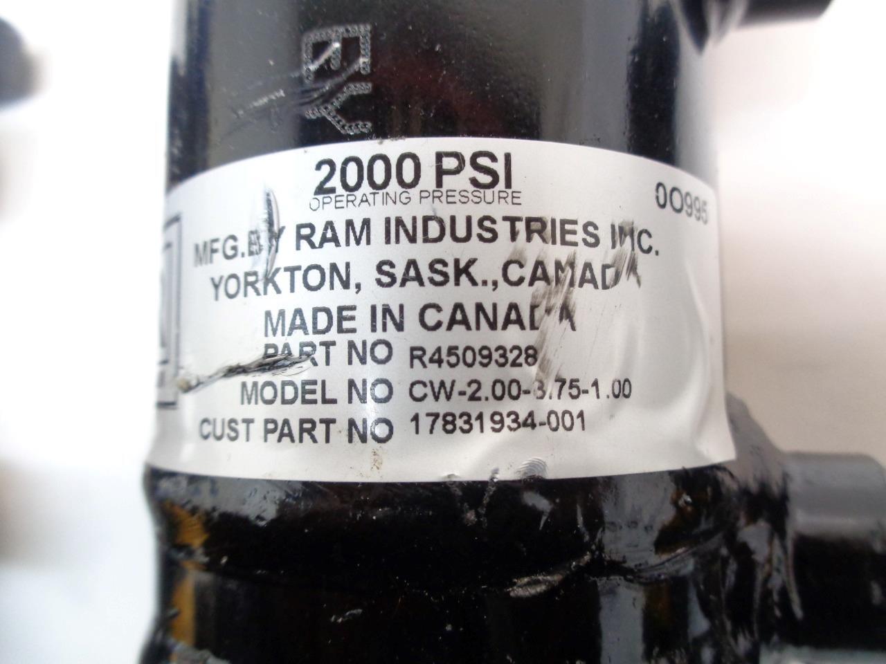 RAM INDUSTRIES HYDRAULIC CYLINDER 2000PSI R4509328 CW-2.00-3.75-1.00 ...
