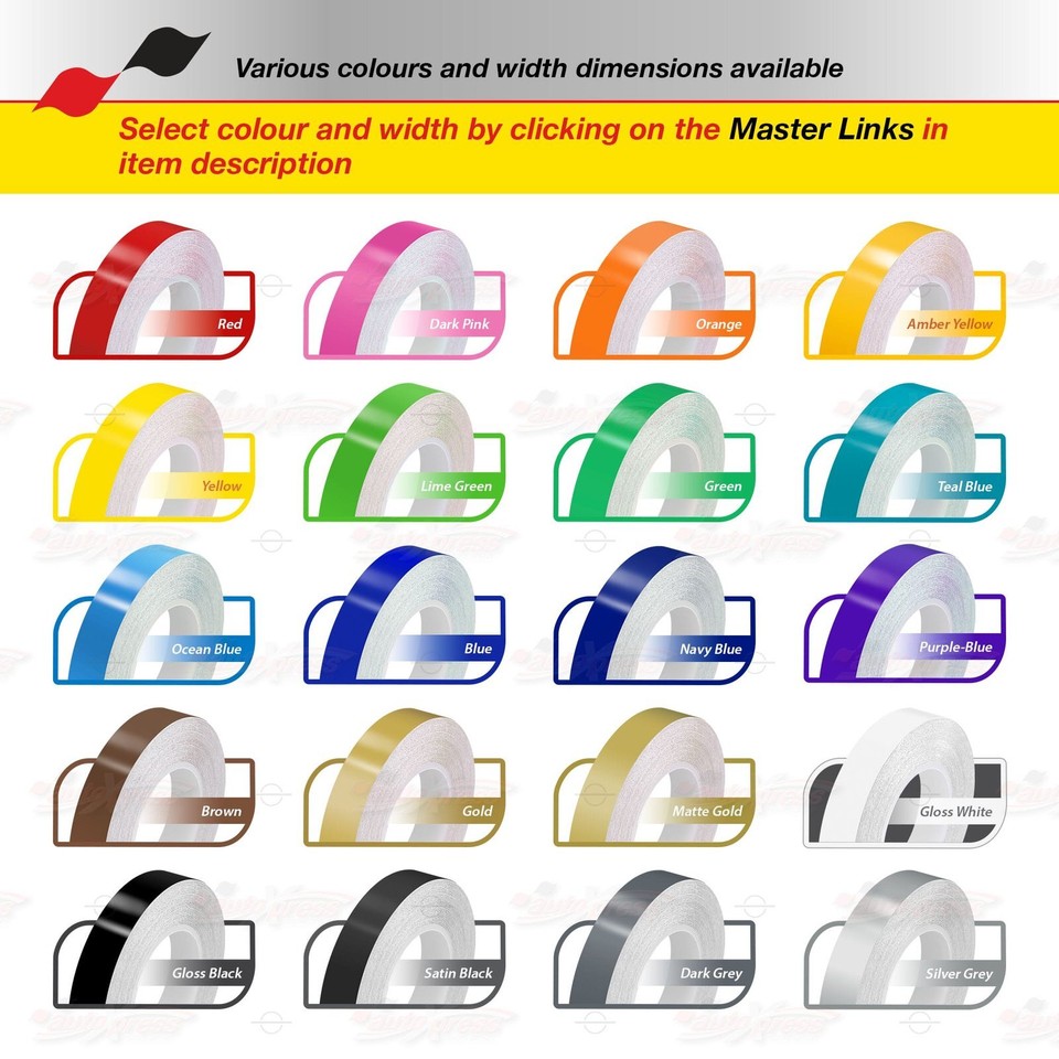 Roll Vinyl Pinstriping Pin Stripe Line Adhesive Tape Decal Sticker ...