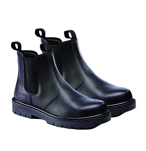 MENS LEATHER CHELSEA SAFETY BOOTS DEALER SLIP ON STEEL TOE CAP WORK ...