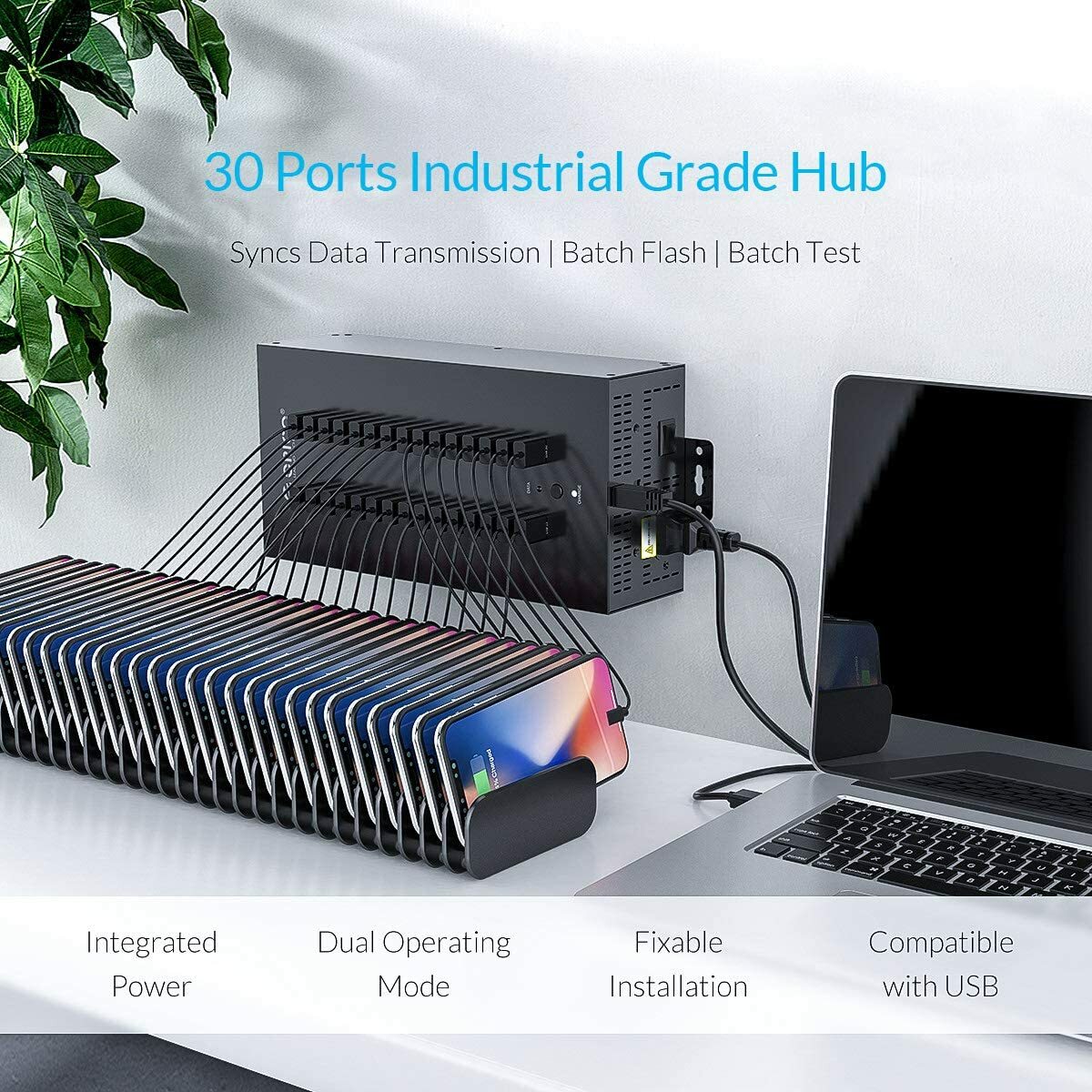 ORICO Industrial Powered USB Hub 10/20/30 Ports Data Hub USB2.0 USB3.0 ...