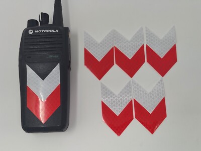 HIGH VIS REFLECTIVE RED/WHITE STICKERS FOR MOTOROLA RADIO DP3400 DP3401 ...