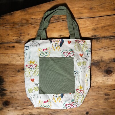 Dog - Handmade Canvas Tote Book Bag 100% Cotton with Liner and Pocket ...