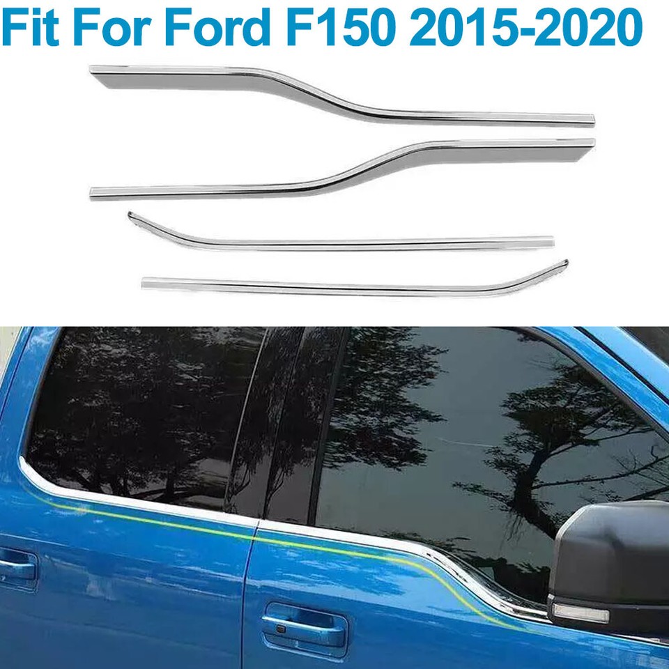 Chrome Door Window Lower Sill Molding Trim Cover Set For Ford F150 ...