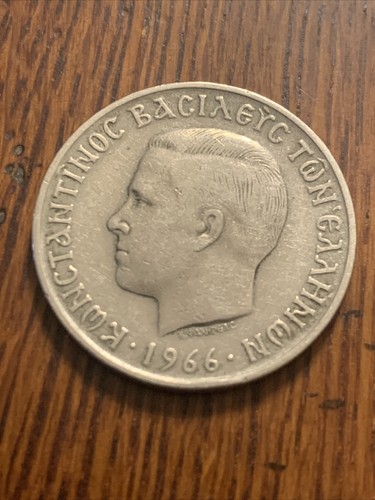 Greek Coin: 1966 Greek 5 Apaxmai Coin - Beautiful Old European Greek ...