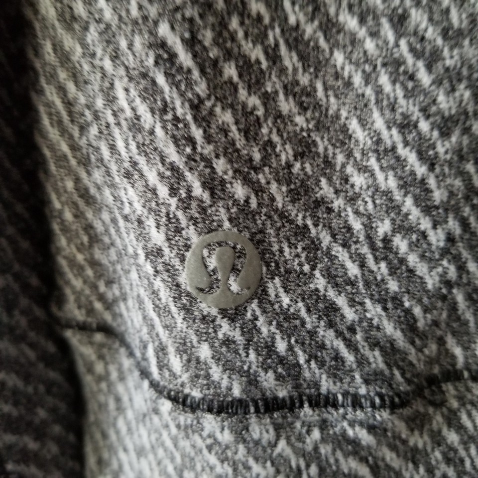 Lululemon Rush Hour Womens Hazy Heather Gray White Jacquard Long Sleeve ...