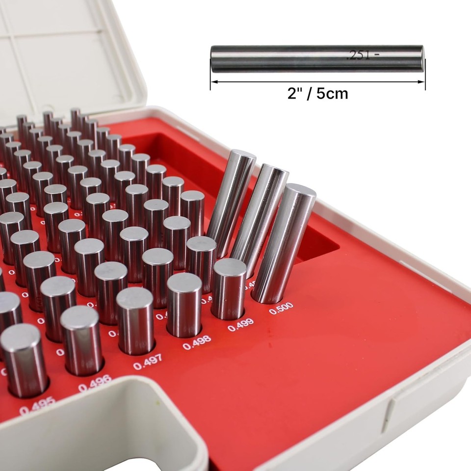 Steel Pin Gage Set Minus Heat Treated with Storage Case M2 250pcs 0.251 ...