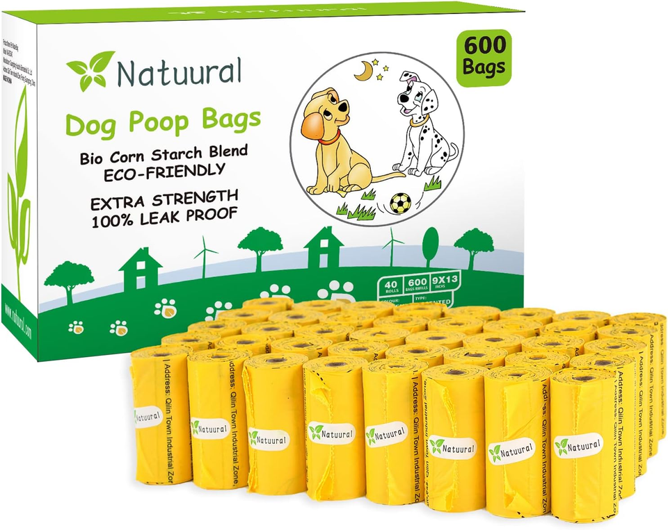Dog Poop Bags Rolls-600 Counts, 40Rolls, Biodegradable Poop Bags Made ...