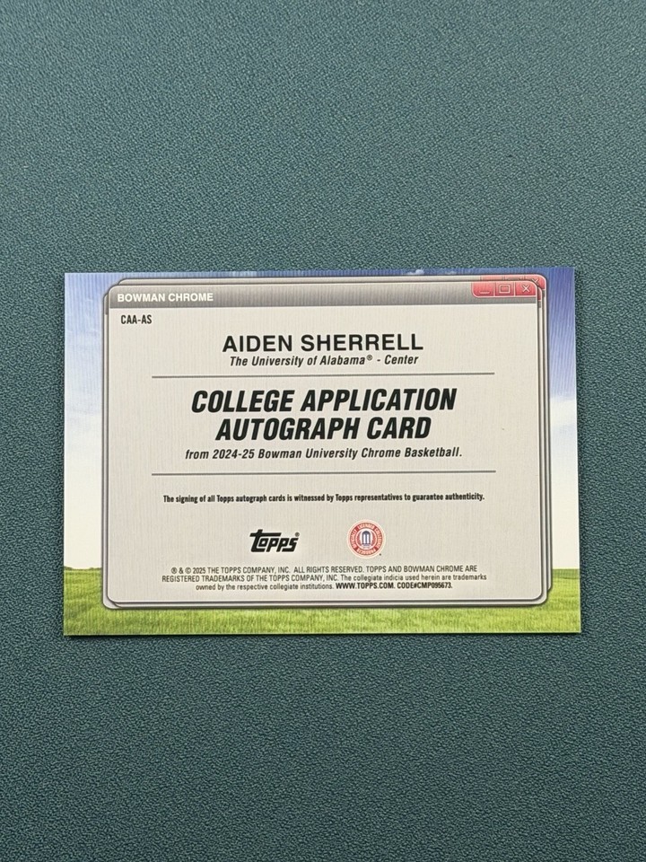 2025 Bowman University Chrome - AIDEN SHERRELL - College Application ...