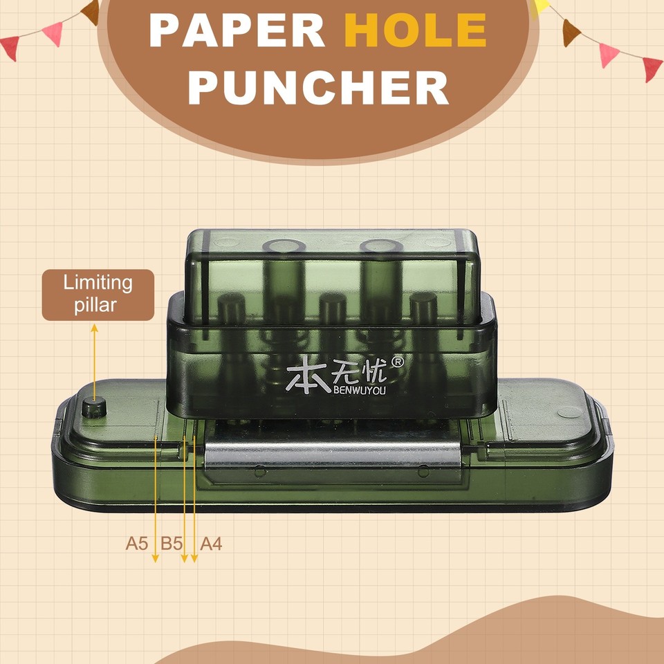 5 Hole Paper Puncher, Binding Machine 20Pcs 5 Ring Loose-Leaf Ring ...