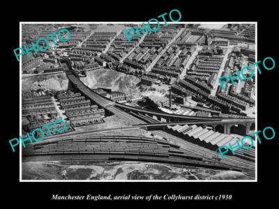 OLD 8x6 HISTORIC PHOTO MANCHESTER ENGLAND AERIAL VIEW OF COLLYHURST ...