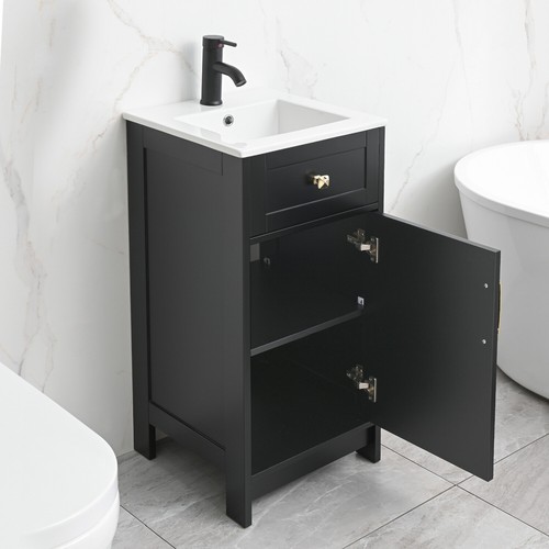 16" Small Bathroom Vanity with Sink Cabinet Set Ceramic Sink Faucet ...