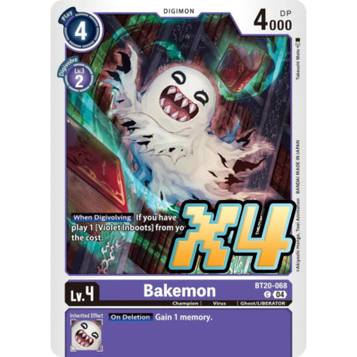 4x Bakemon BT20-068 Release Special Booster 2.5 Common Digimon Card ...