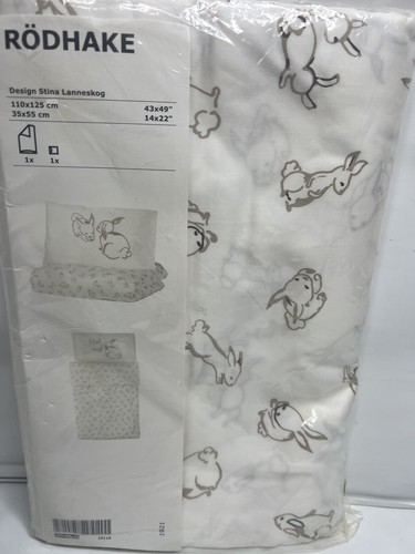 Ikea bunny’s RODHAKE Crib Duvet Cover/Pillowcase Rabbit Pattern White ...