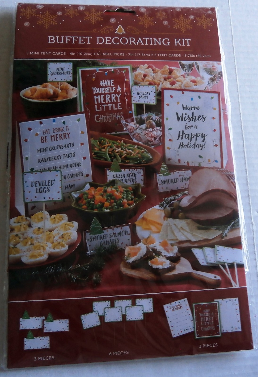 CHRISTMAS Buffet Decorating Kit Assortment 2 Size Tent Cards/Picks ...