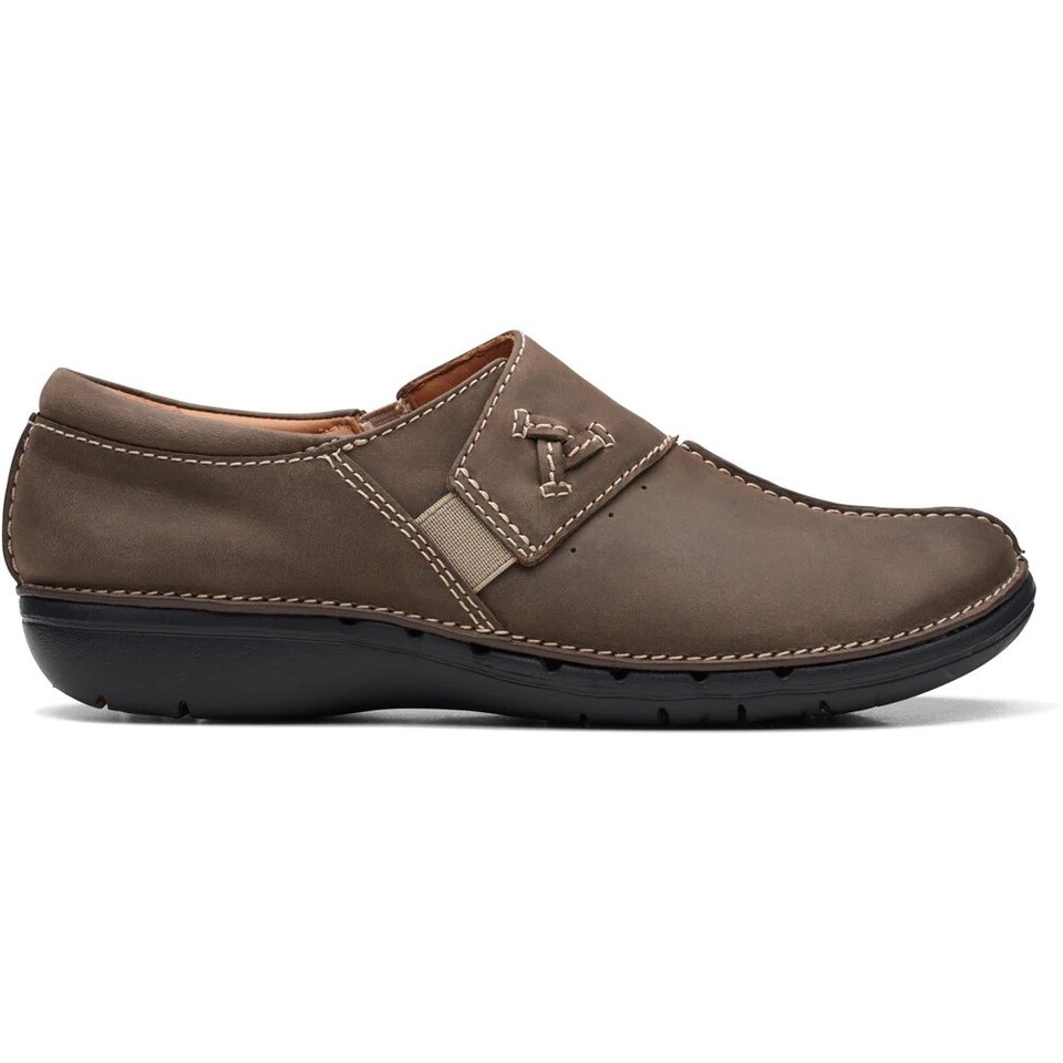Clarks Womens Un Loop Ave Leather Slip-on Loafer Shoes - Taupe NIB | eBay