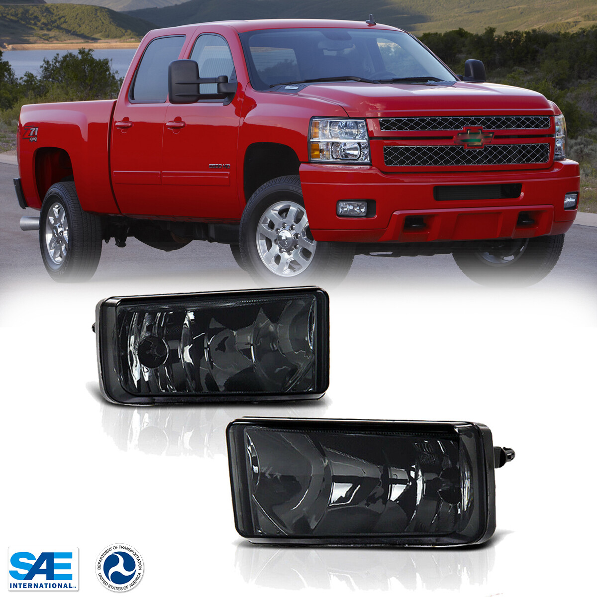 Red Silverado Smoked Fog Lights Spec D Tuning Clear Bumper Driving Fog