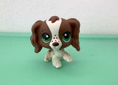 Littlest Pet Shop Dog Cocker Spaniel #156 Green Eyes Paw Up Authentic ...
