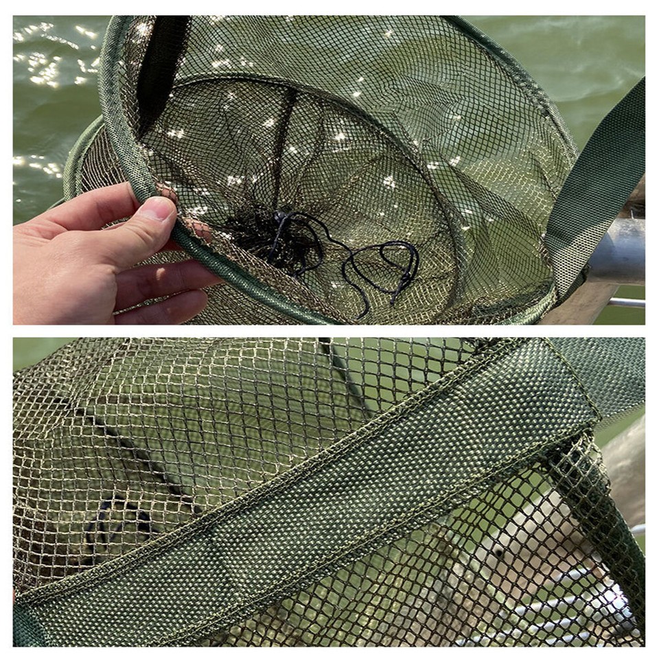 Mesh Fishing Cage Collapsible Fish Trap Round Fishing Cast Net for Crab ...