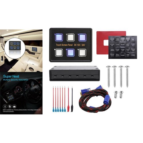 12/24V 6 Gang Touch Screen Panel Capacitive Box For Car Boat Caravan ...