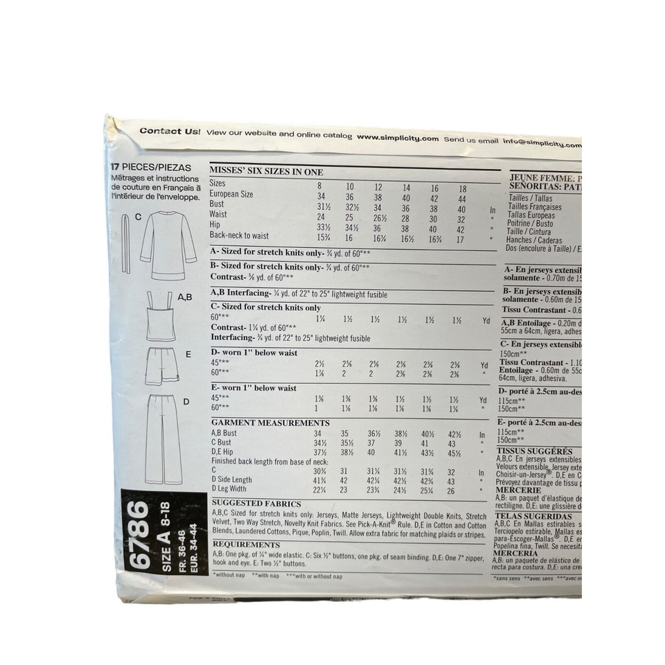 New Look Sewing Pattern 6786 Jacket Pants Top Shorts Size 8-18 | eBay