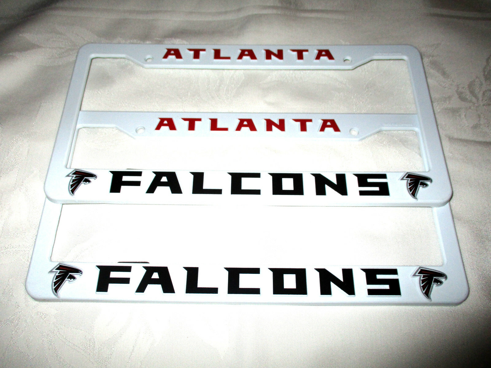 TWO (2) ATLANTA FALCONS EMBOSSED LICENSE PLATE FRAMES #1 - NEW | eBay