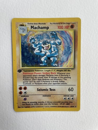 Pokémon TCG Machamp Base Set 8/102 Holo 1st Edition Holo Rare | eBay