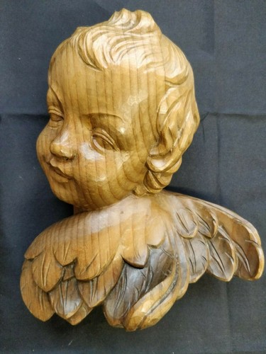 A large hand carved Putti/Angel/Cherub Church Christian Religious ...