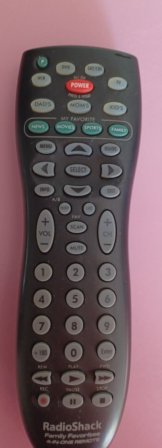 Radio Shack 15-2142 Family Favorites 4 In 1 TV VCR DVD Remote Tested ...