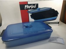 PARINI Rectangle Bakeware With Lid Blue Ceramic Non-stick Casserole for ...