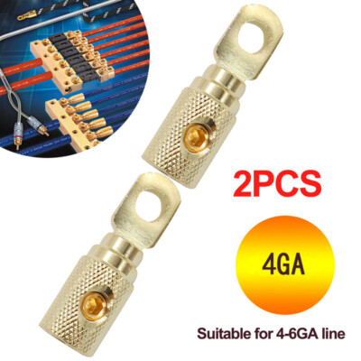 2 Pcs 4GA Gauge AWG Wire Coupler Set Screw Power Ring Terminal ...