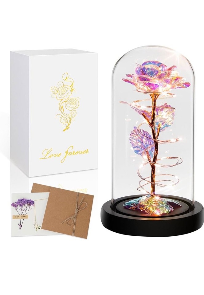 Valentines Rose LED Light Up Rose In A Glass Dome | eBay UK
